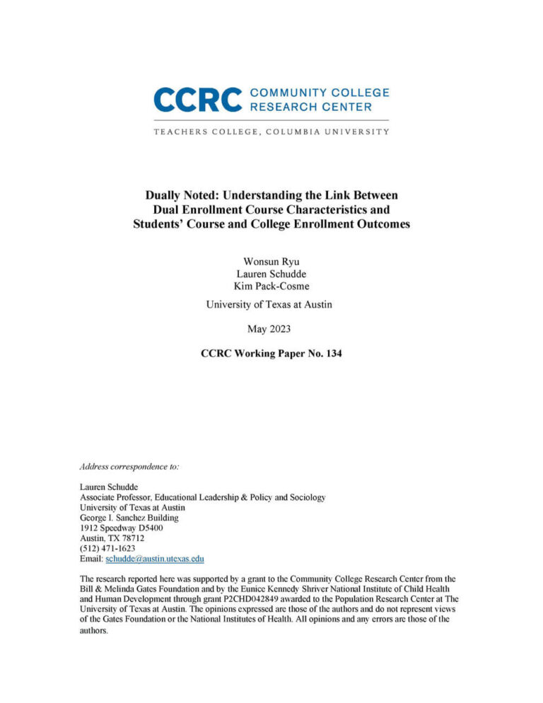 Dually Noted: Understanding the Link Between Dual Enrollment Course ...